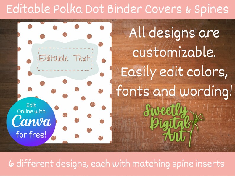 6 Custom Polka Dot Binder Cover & Spine Inserts for Boho Teachers ...