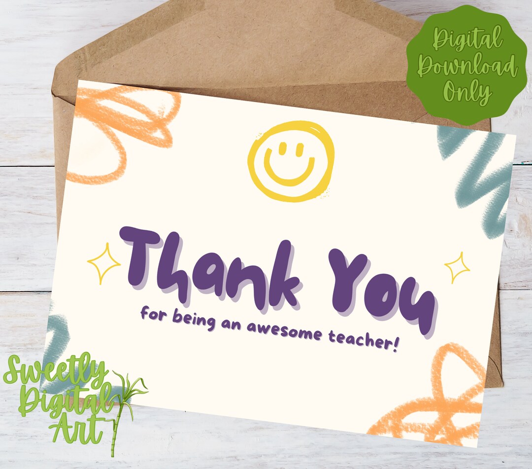 Teachers Appreciation Card - Instant Downloaded - Printable Teachers ...