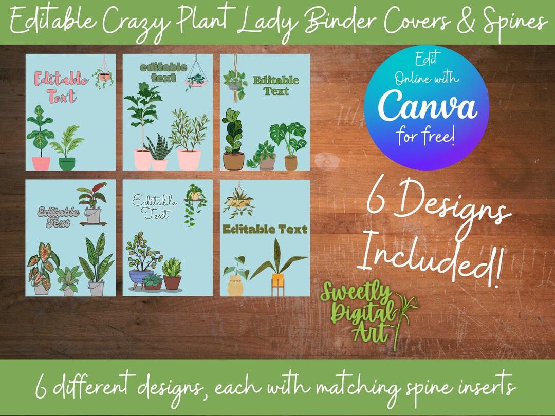 6 Custom Crazy Plant Lady Binder Cover & Spine Inserts for Teachers ...