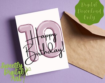 10 Year Birthday Card - Etsy