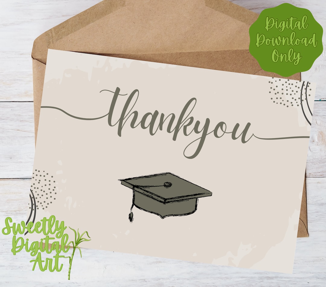 Graduation Thank You Card - Instant Download - Printable Thank You Card ...