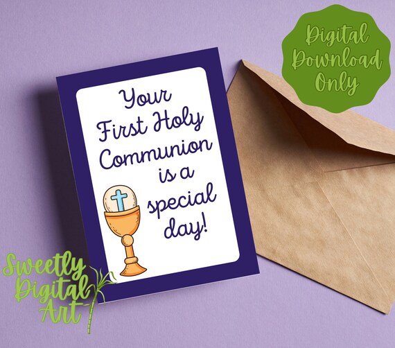 First Communion Card Instant Download Printable Card for - Etsy
