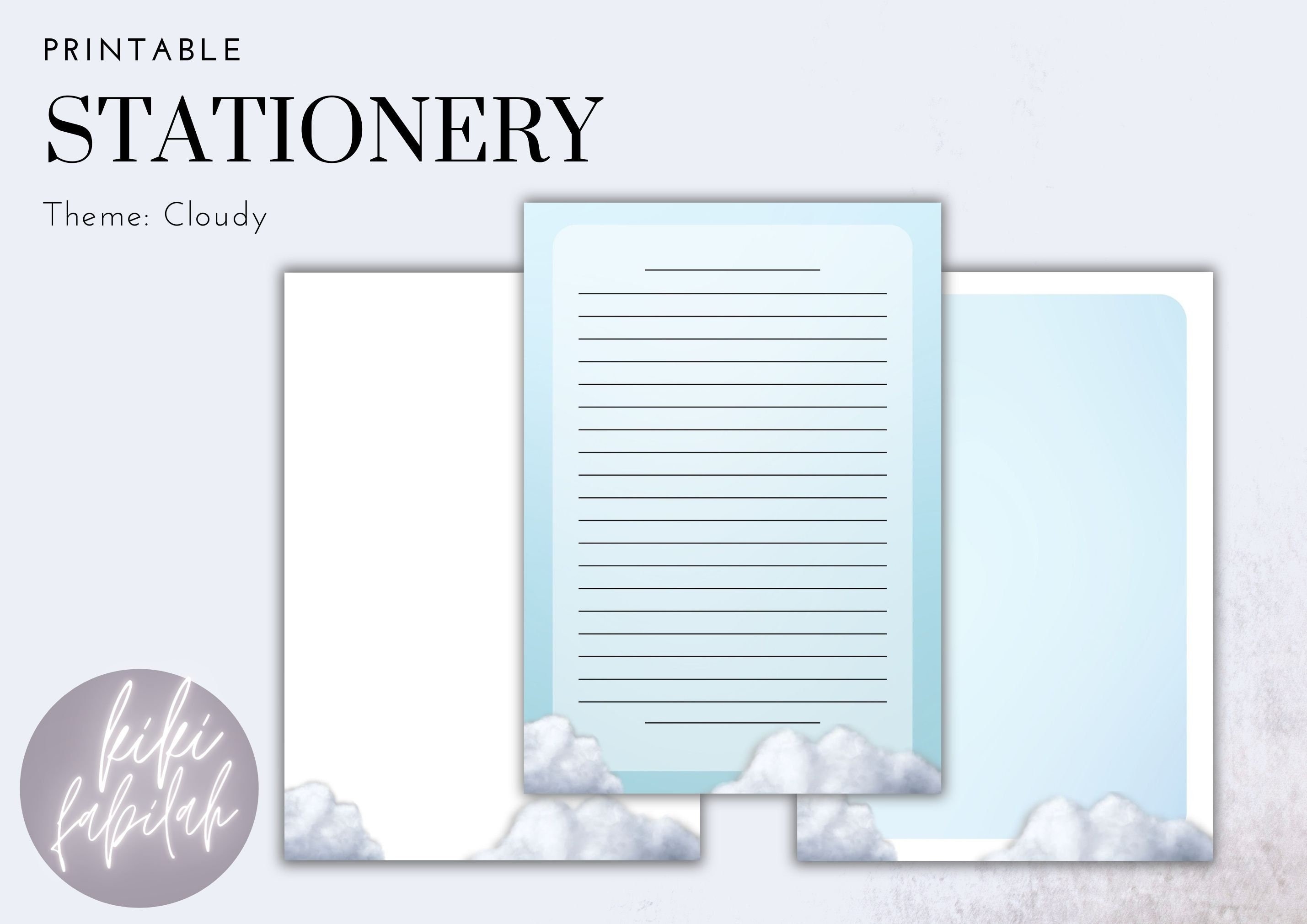 Cloudy - Printable Stationery / Digital Paper / Printable Paper ...