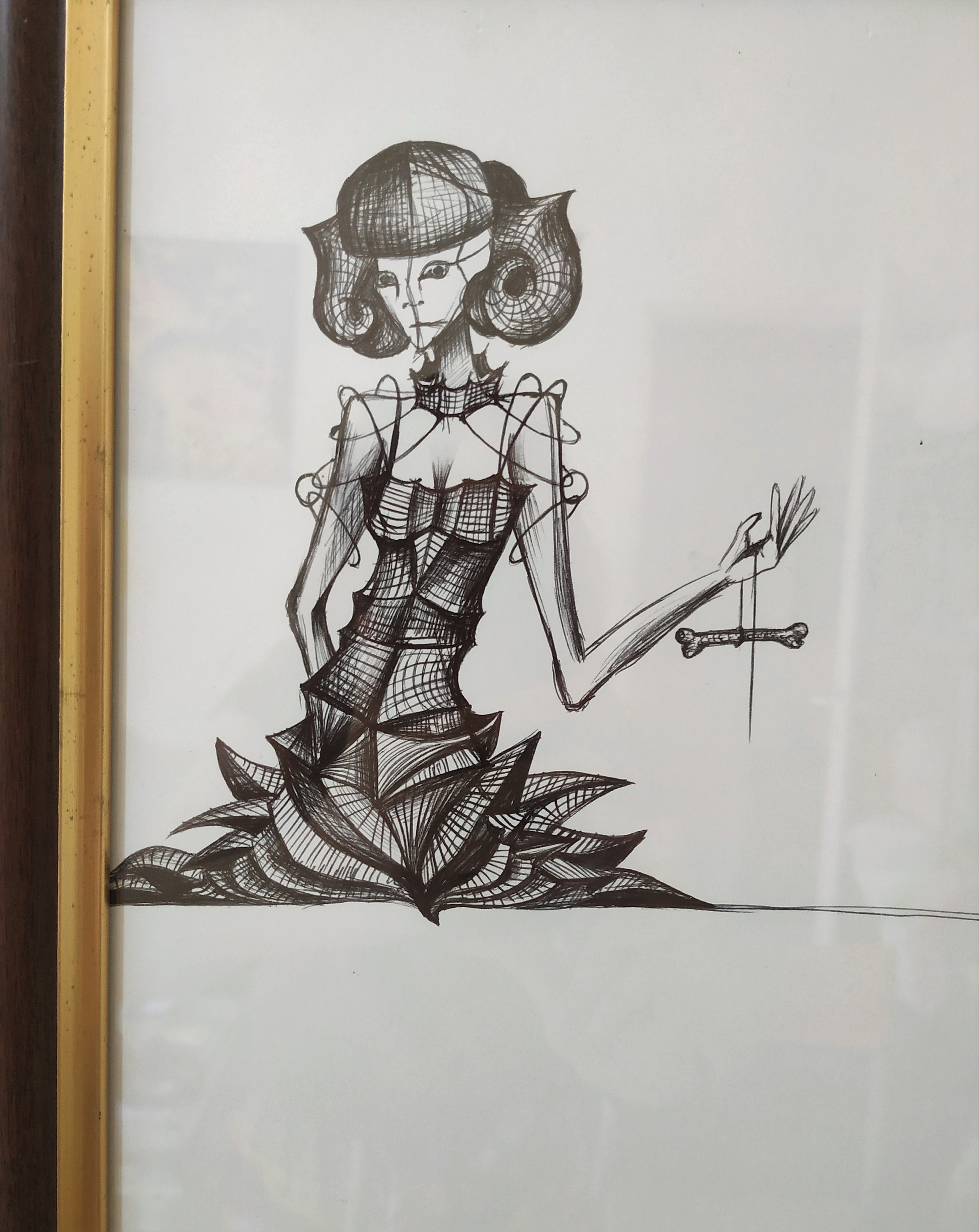 Bone Fine Art Original Ink Painting on Paper. - Etsy