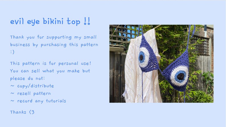 Crochet Evil Eye Bikini Top ~ PATTERN - Etsy