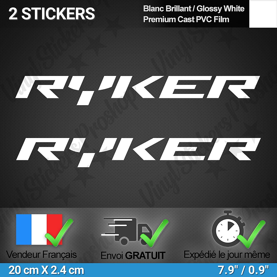 Set of 2 RYKER CAN-AM Stickers White 20 Cm Quad On-road Glossy Vinyl ...