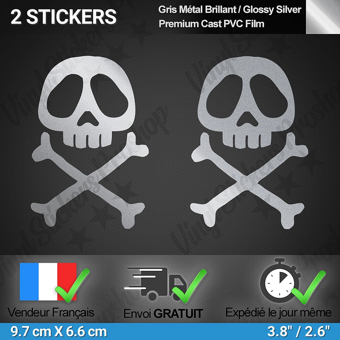 2 Stickers PIRATE SILVER 10 Cm Sticker Kit Tuning Logo Decorative Set ...