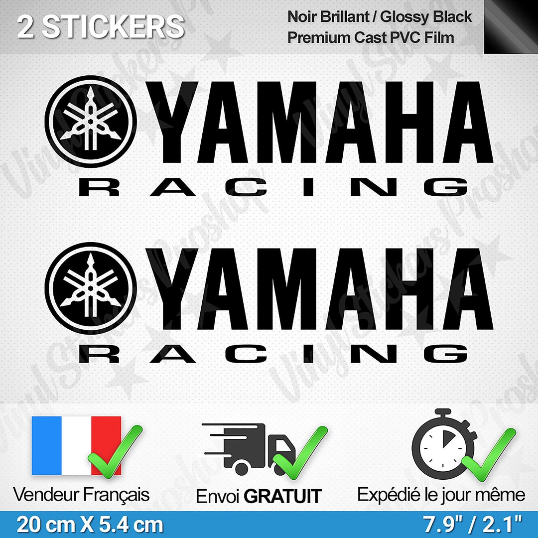 2 stickers pour YAMAHA 20 cm NOIR brillant + Logo Film PVC coulé ...