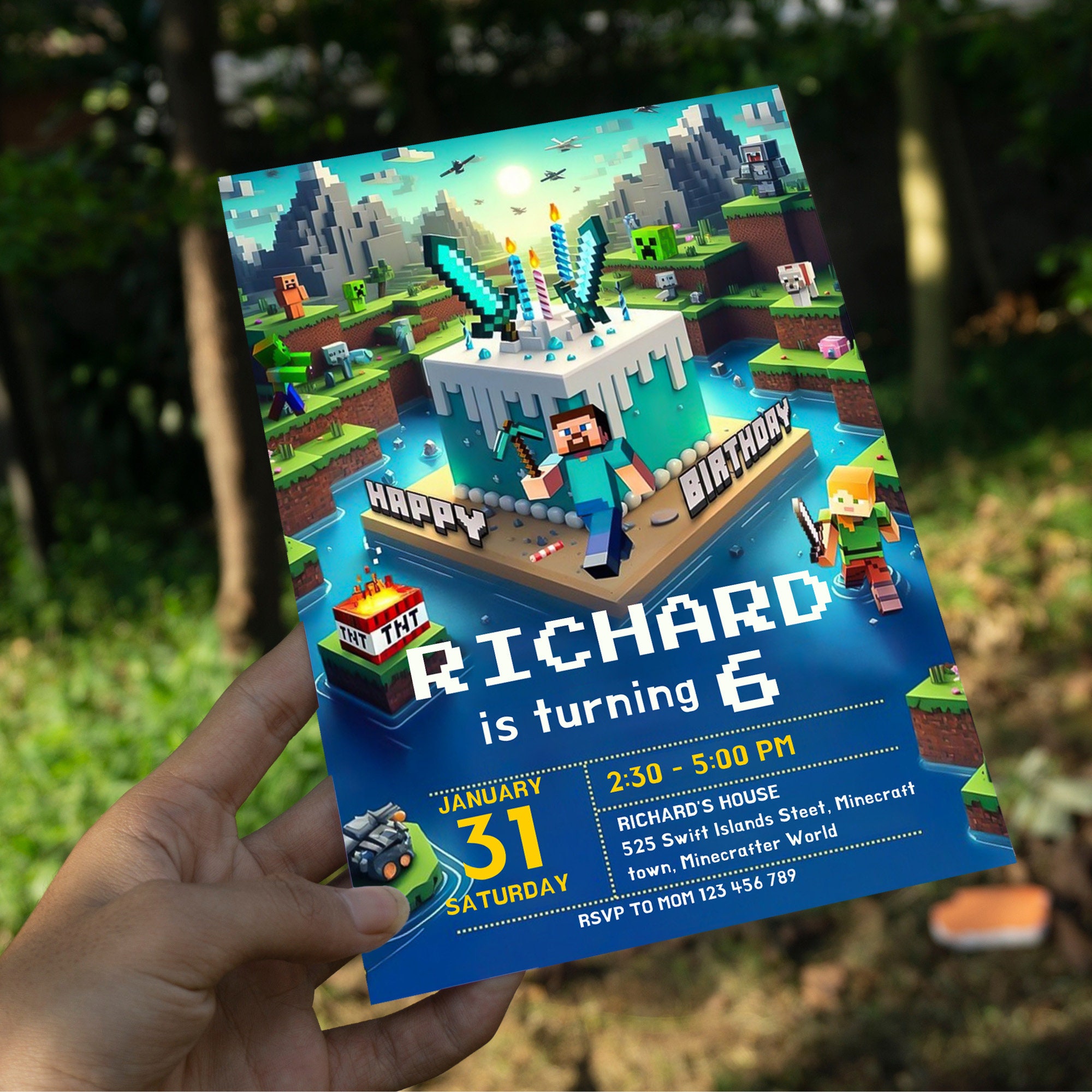 Editable Minecraft Birthday Invitation, Minecrafter Birthday ...