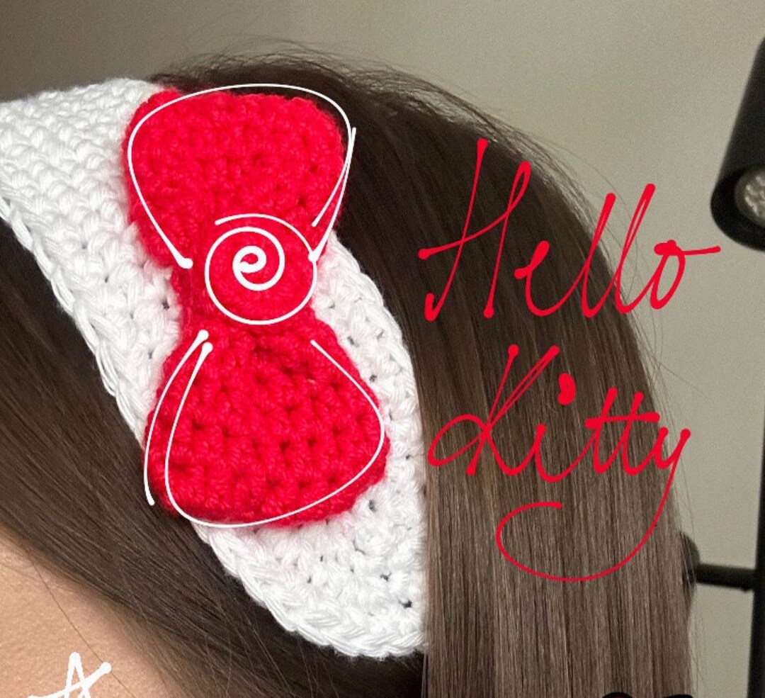 HK Kitty Inspired Bow Headband Crochet PDF PATTERN, Adorable Accessory ...