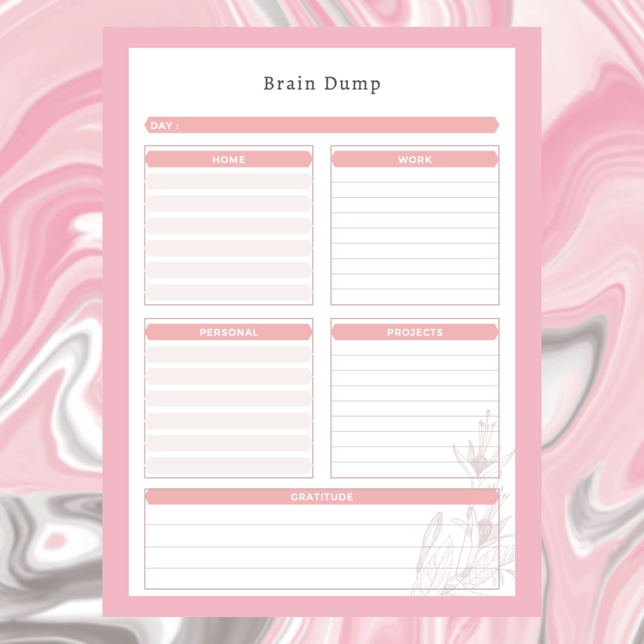 Brain Dump Printable Thought Organizer, Printable PDF, Brainstorm ...