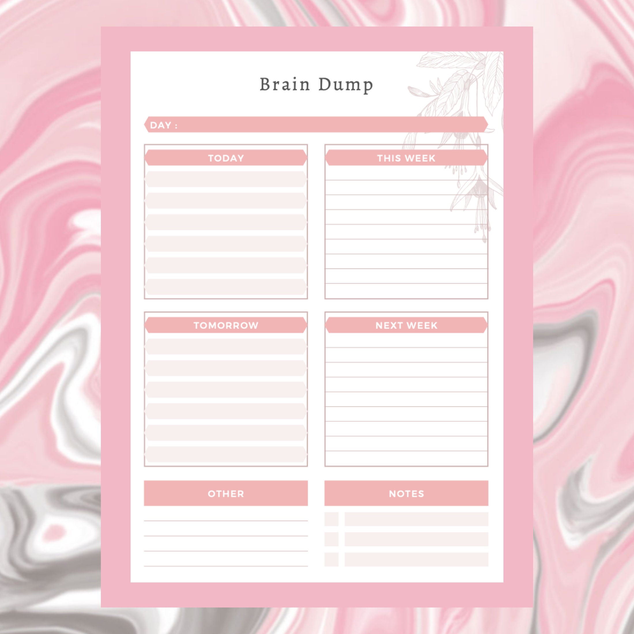 Brain Dump Printable Thought Organizer, Printable PDF, Brainstorm ...