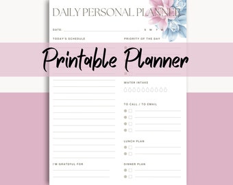 Daily Schedule, Printable Daily Planner, Productivity Planner, Instant ...