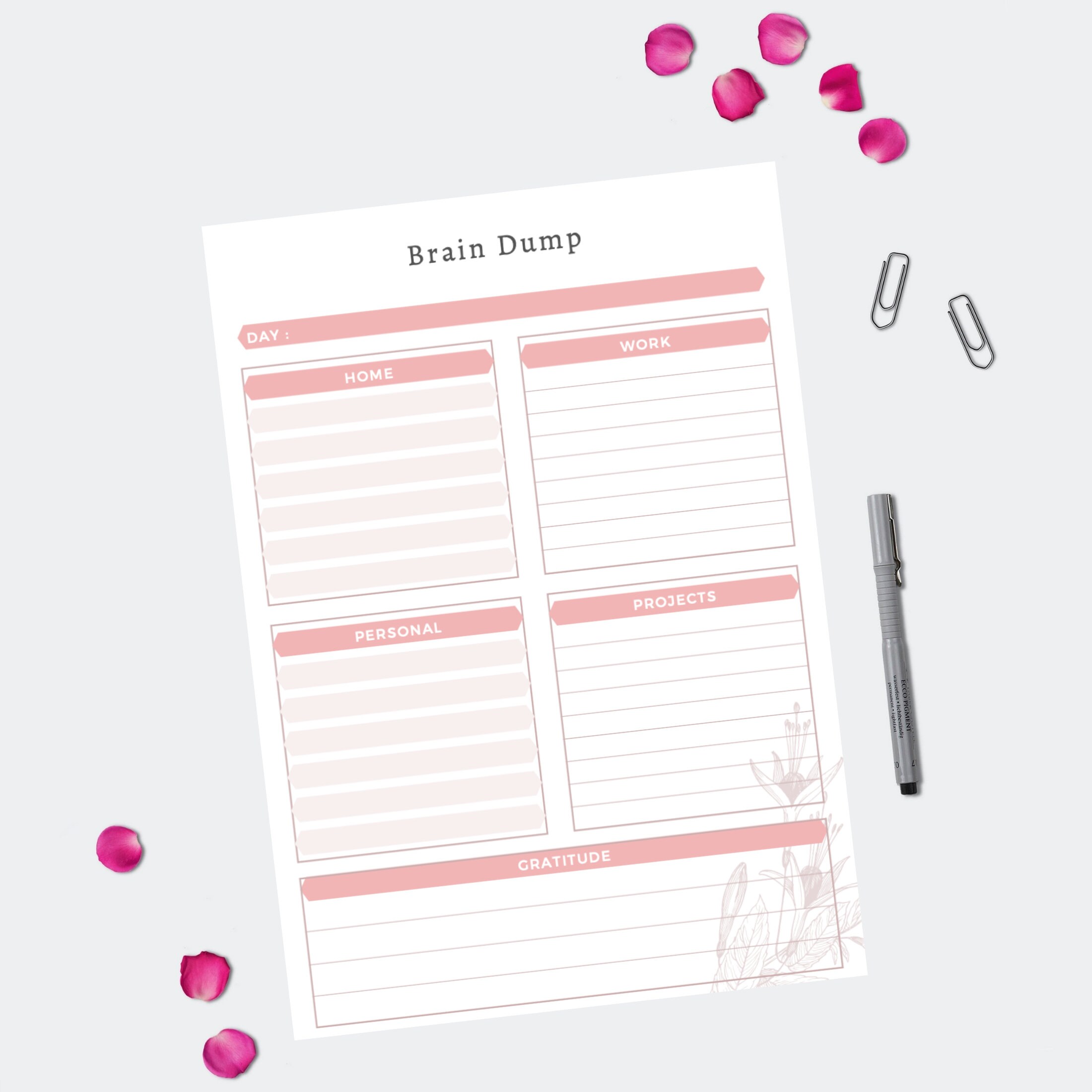 Brain Dump Printable Thought Organizer, Printable PDF, Brainstorm ...