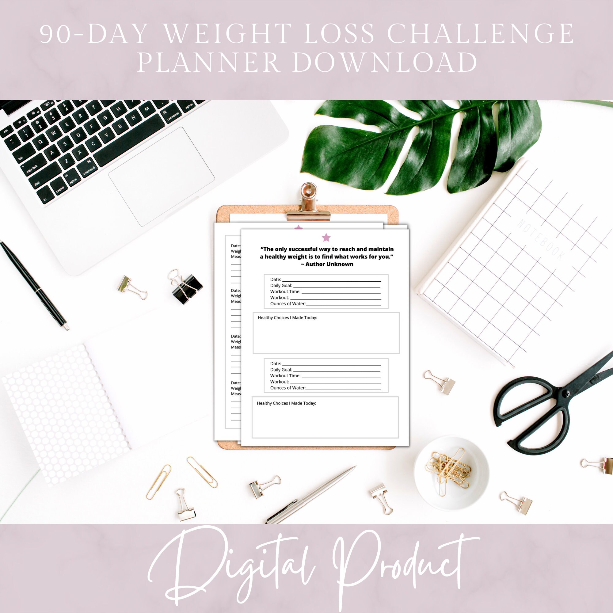 Printable 90 Day Weight Loss Planner, Digital Download Fitness Planner ...