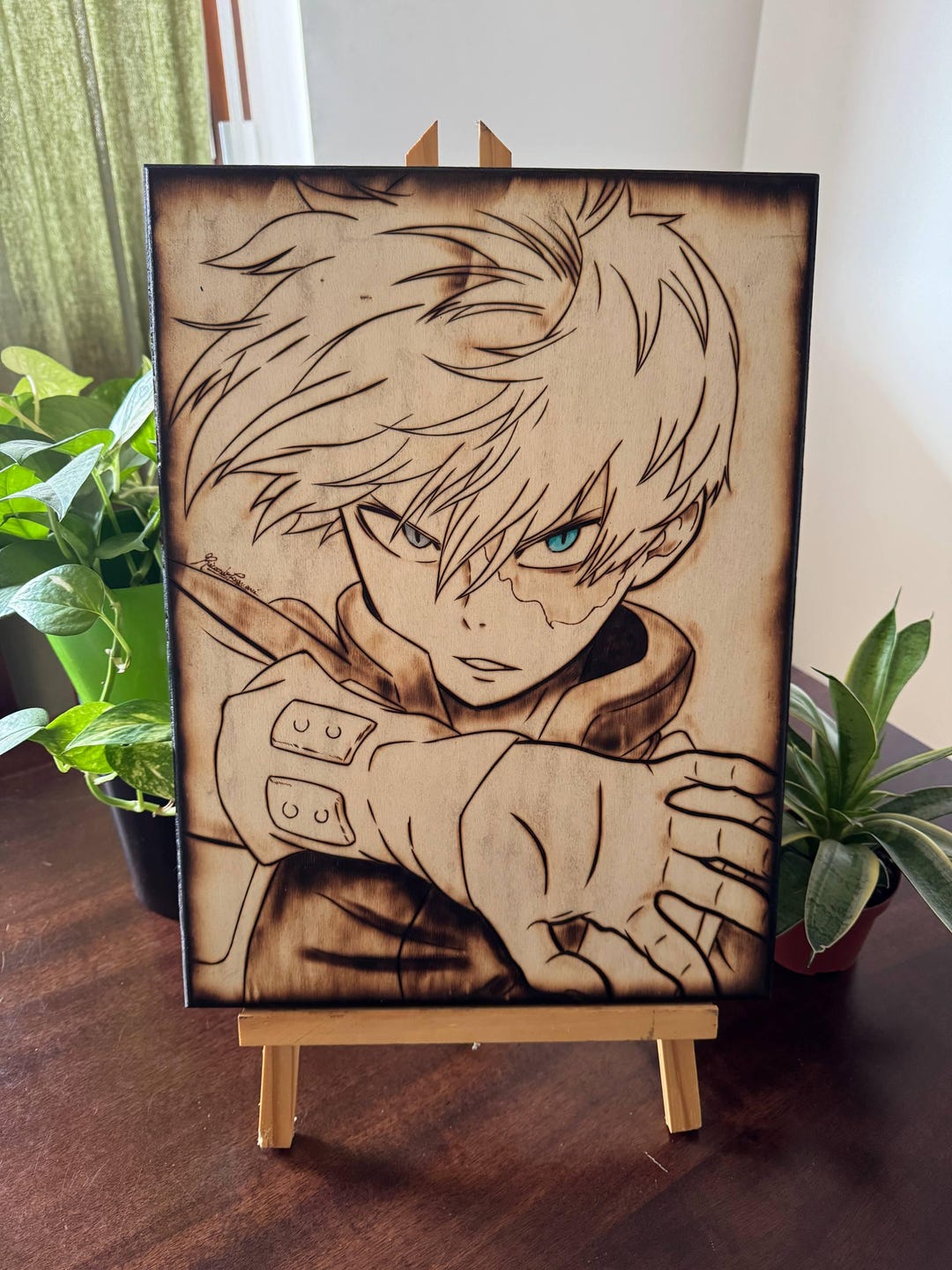 Shoto Todoroki Hand-burned & Colored Wood Art - My Hero Academia ...