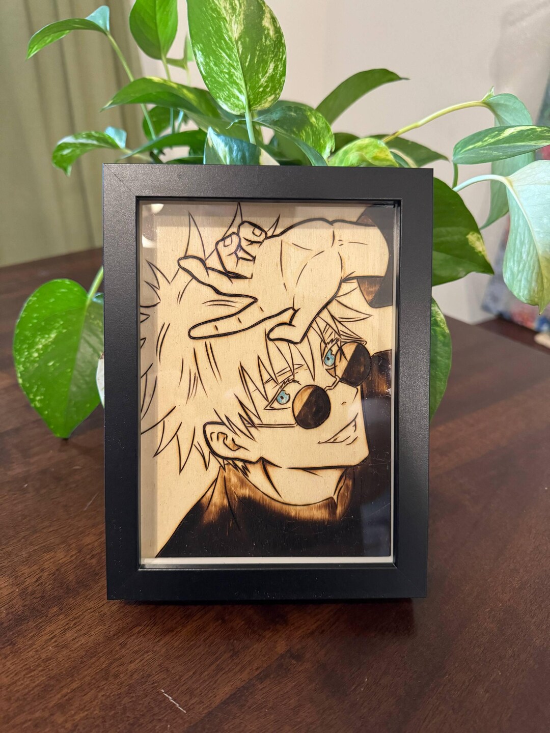 Satoru Gojo Hand-burned & Colored Wood Art - Jujutsu Kaisen - Six Eyes ...