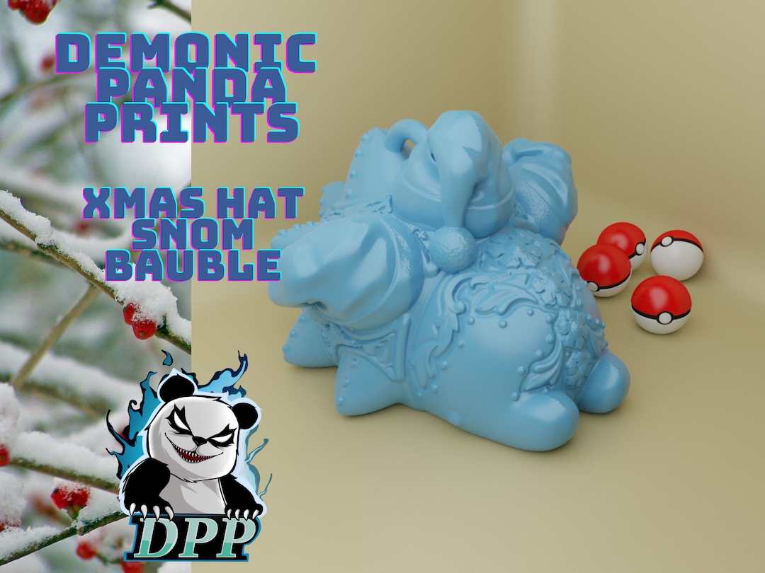 Snom W/ Santa Hat - Christmas Tree Bauble - XMAS - 3D Printed - Pokemon ...