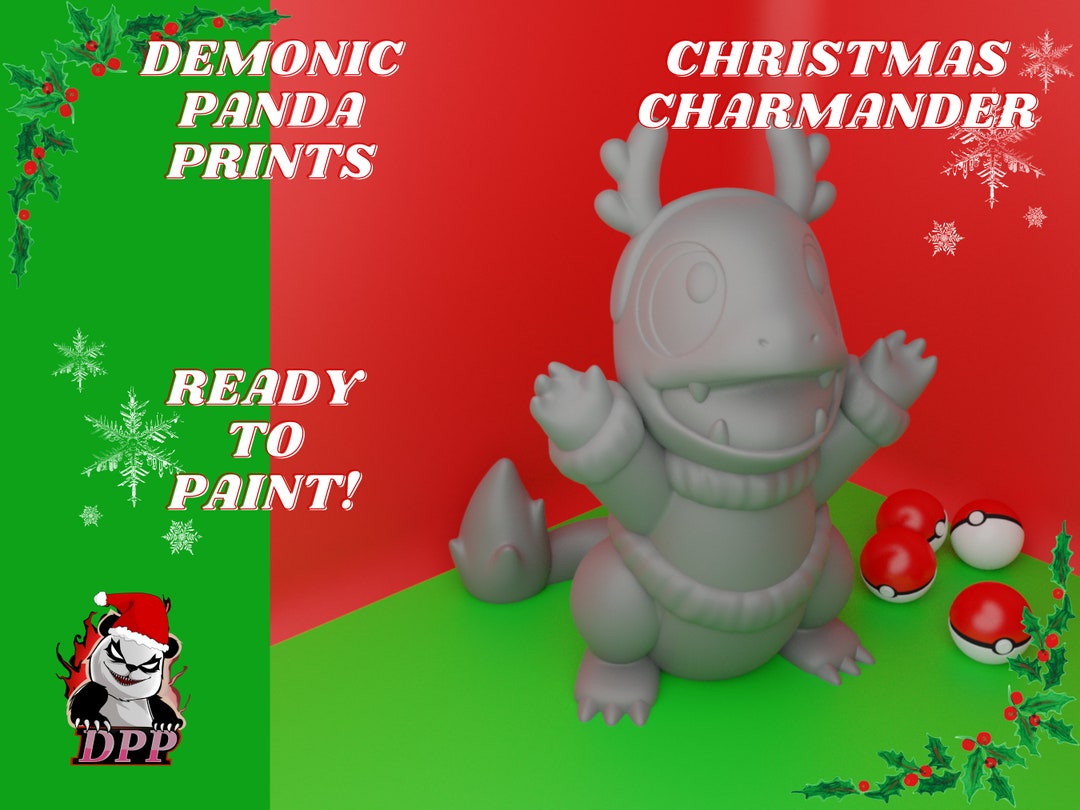 Christmas Charmander Pokemon Figure Resin Unpainted Miniature Figurines ...