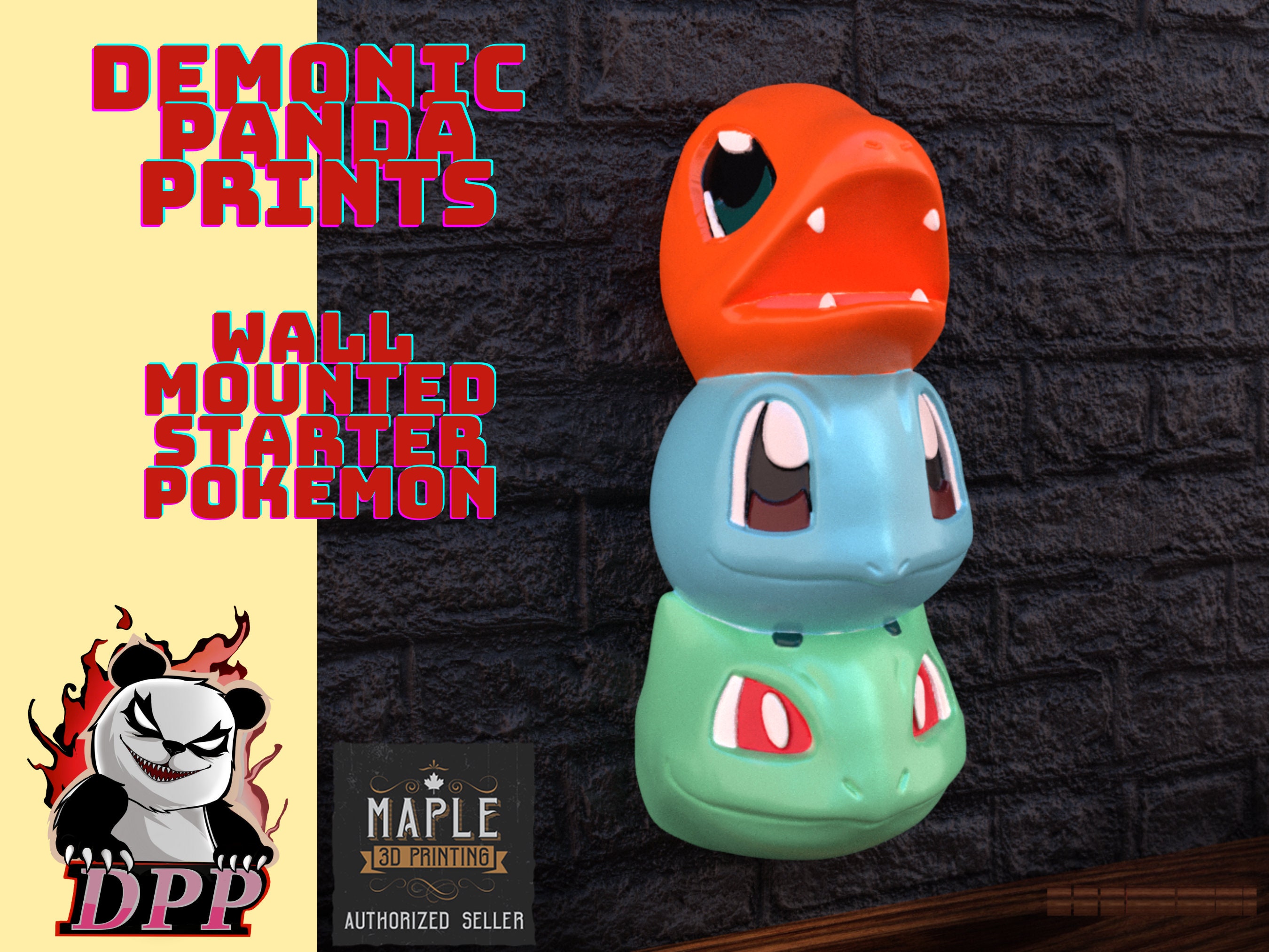 Wall Mounted Starter Pokemon Gen 1 Totem 3D Printed GIFT for GEEKS ...