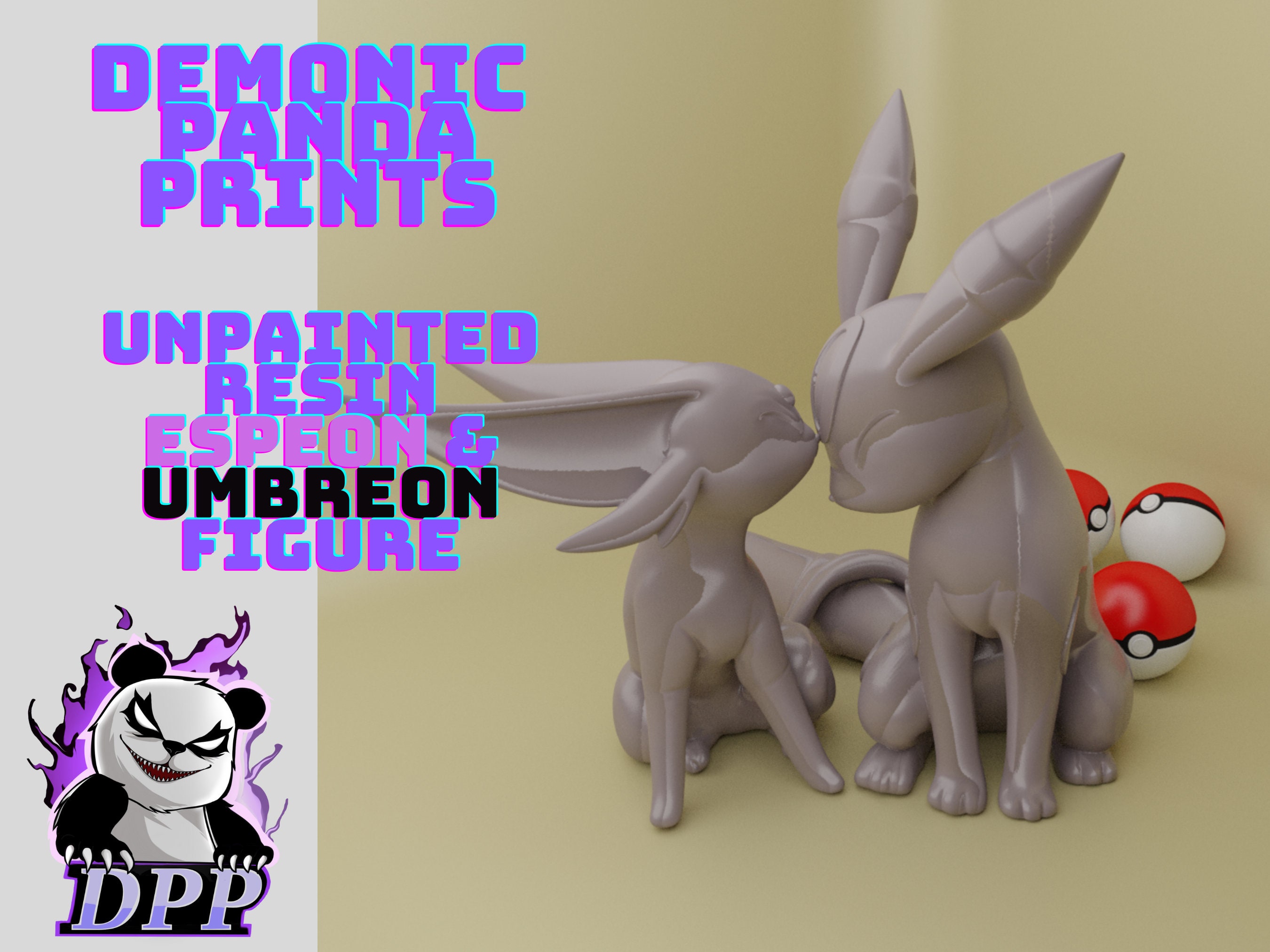 Espeon and Umbreon Love Pokemon Figures Resin Unpainted Miniature ...