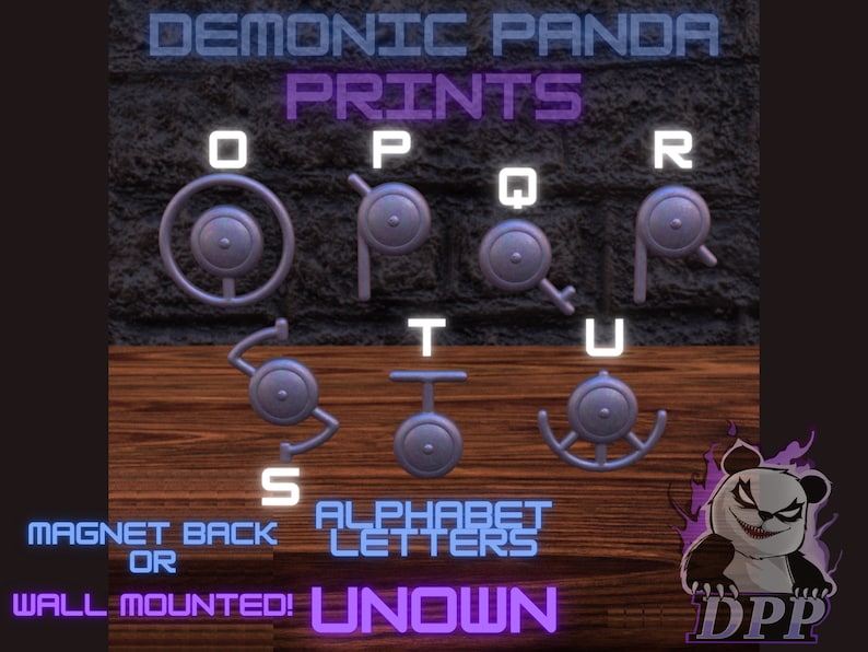 Unown Alphabet MEDIUM 3D Printed Pokemon Decoration - Etsy