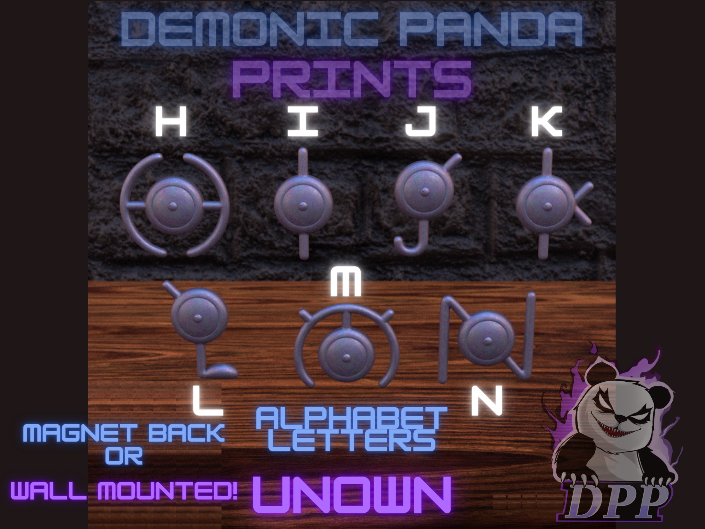 Unown Alphabet MEDIUM 3D Printed Pokemon Decoration - Etsy