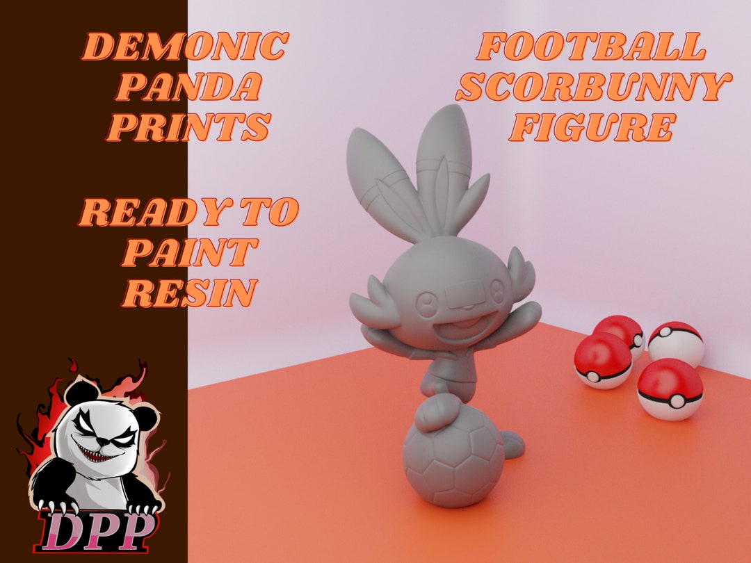 Resin Scorbunny Football Pokemon Figure - Unpainted - Gift for Gamers ...