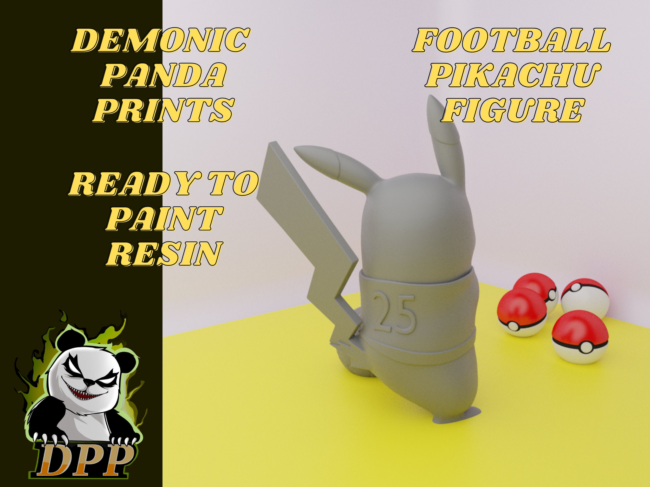 Pikachu Football Pokemon Figure Resin Unpainted Gift for Gamers Ready ...