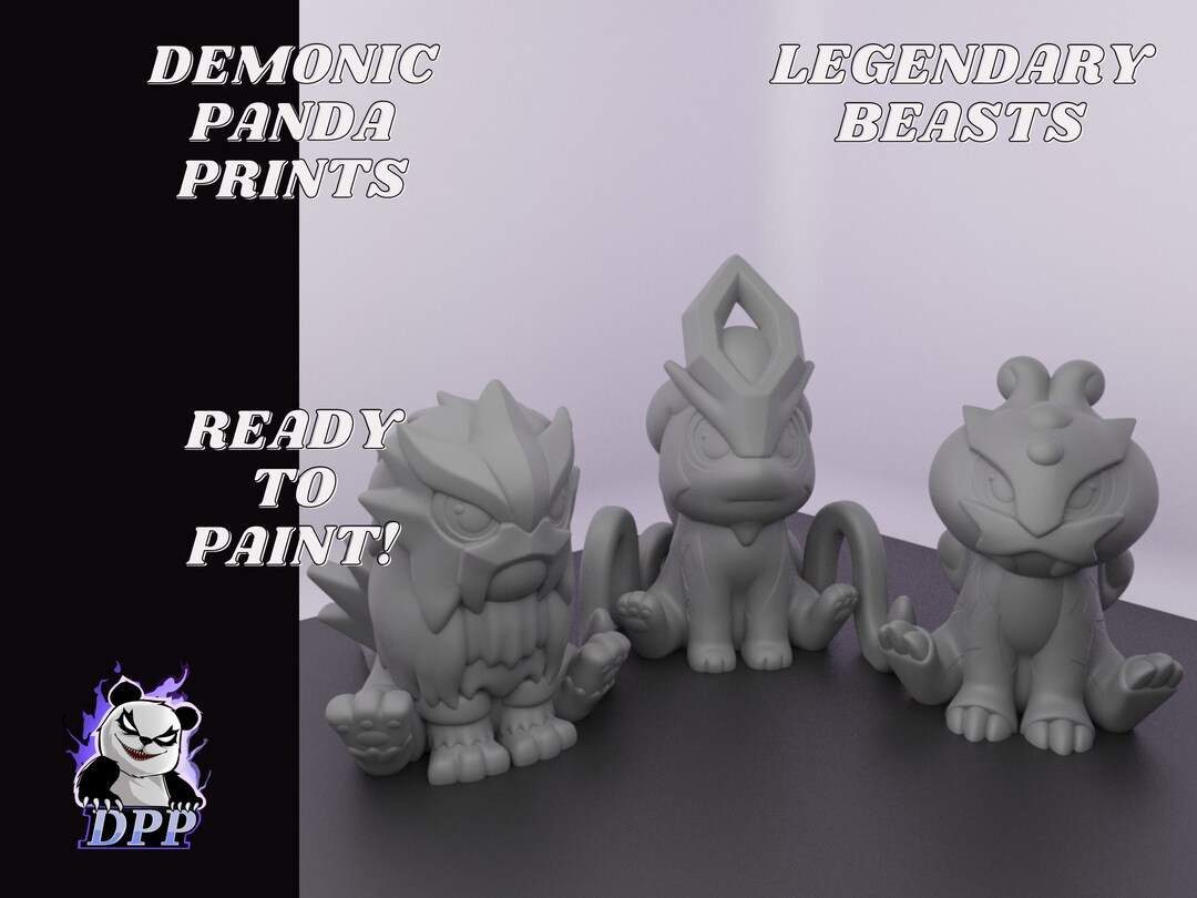 Legendary Beasts Chibi Style Entei Raikou Suicune Pokemon Figures ...