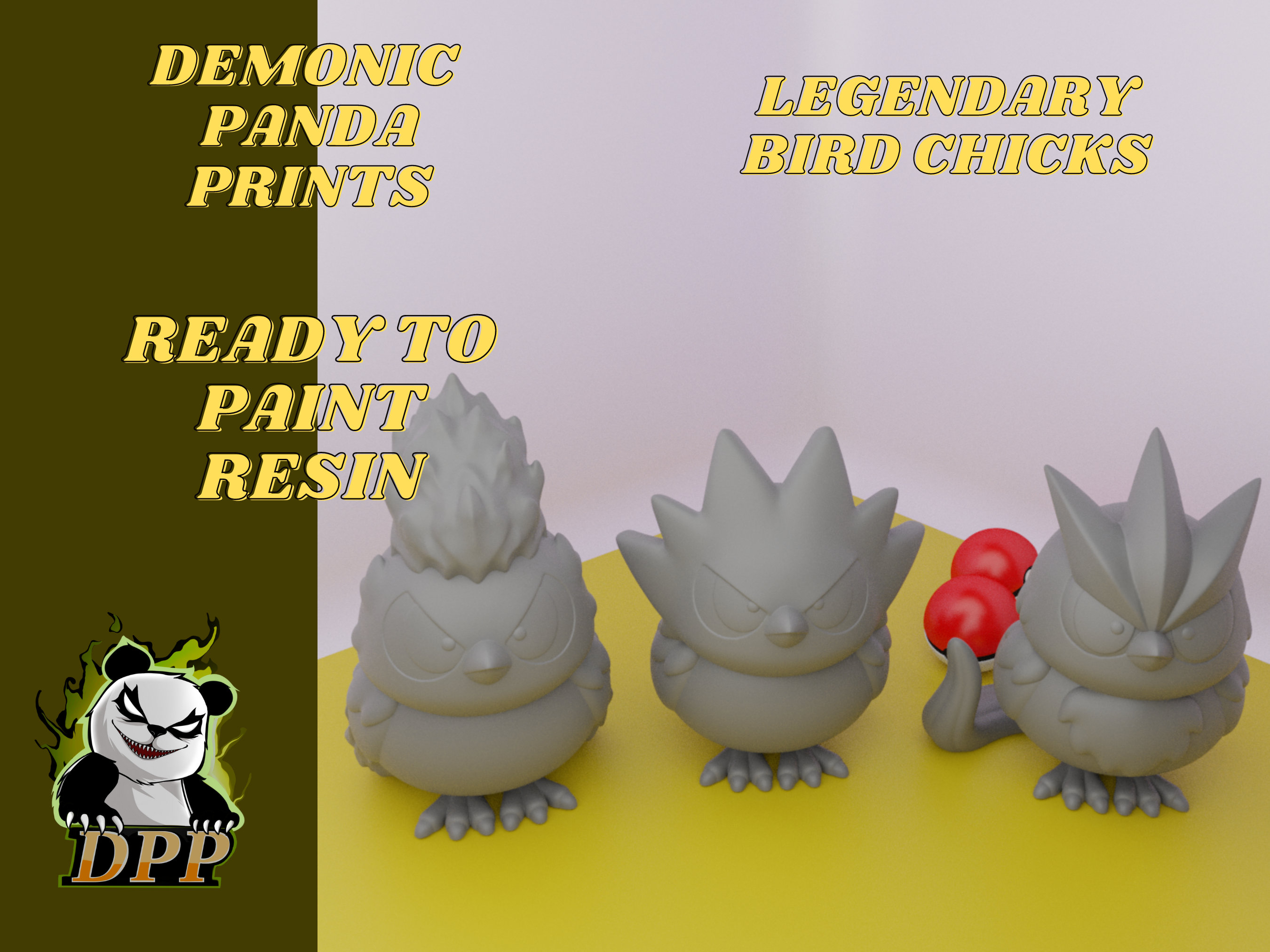 Legendary Birds Chibi Articuno Zapdos and Moltres Pokemon Figures Resin ...