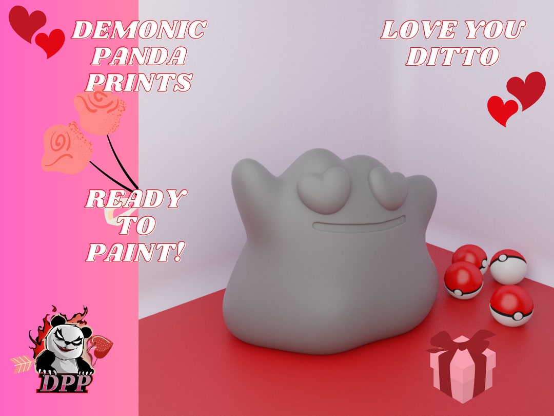 Ditto Love Heart Pokemon Figure - Resin - Unpainted - Valentines Gift ...