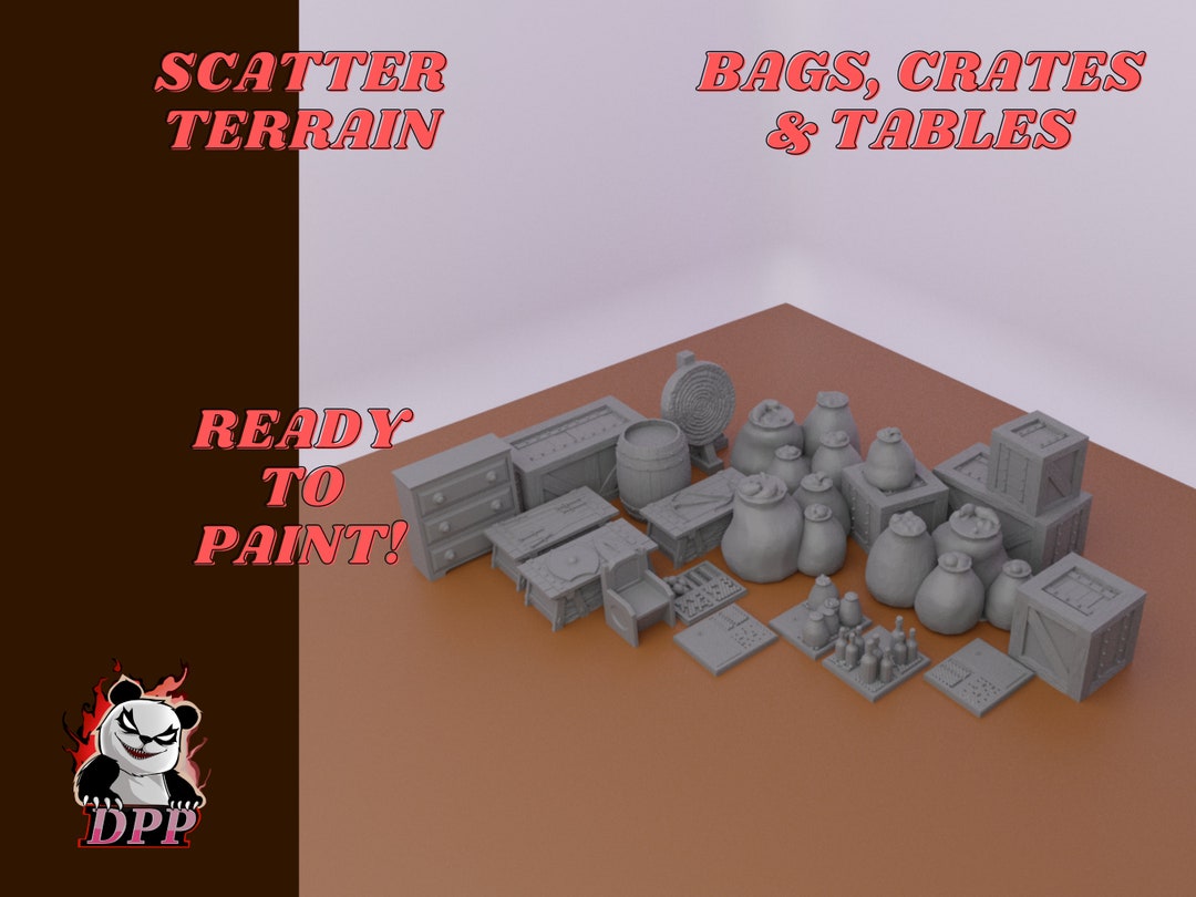 28mm Scatter Terrain Crates Bags Tables Tabletop RPG Games Warhammer ...