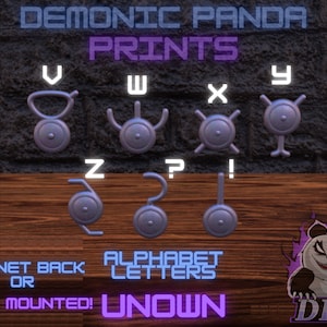 Unown Alphabet MEDIUM 3D Printed Pokemon Decoration - Etsy