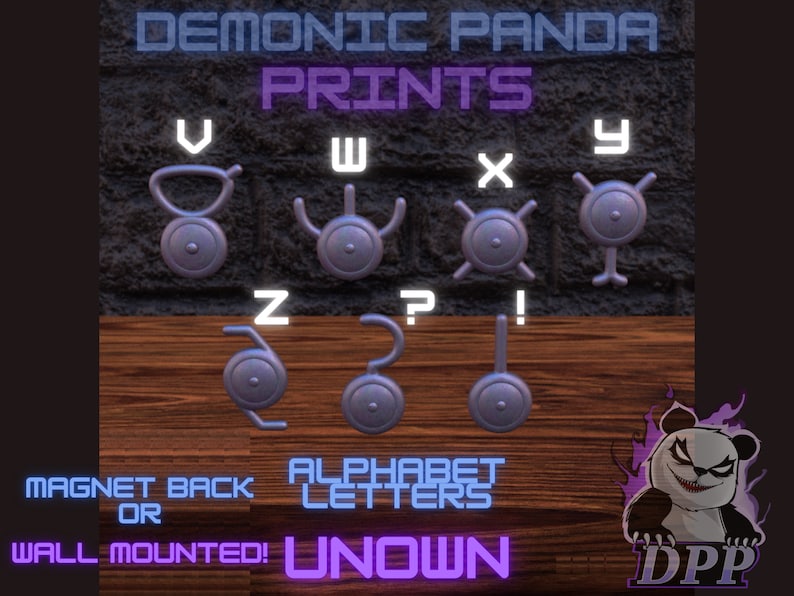 Unown Alphabet MEDIUM 3D Printed Pokemon Decoration - Etsy