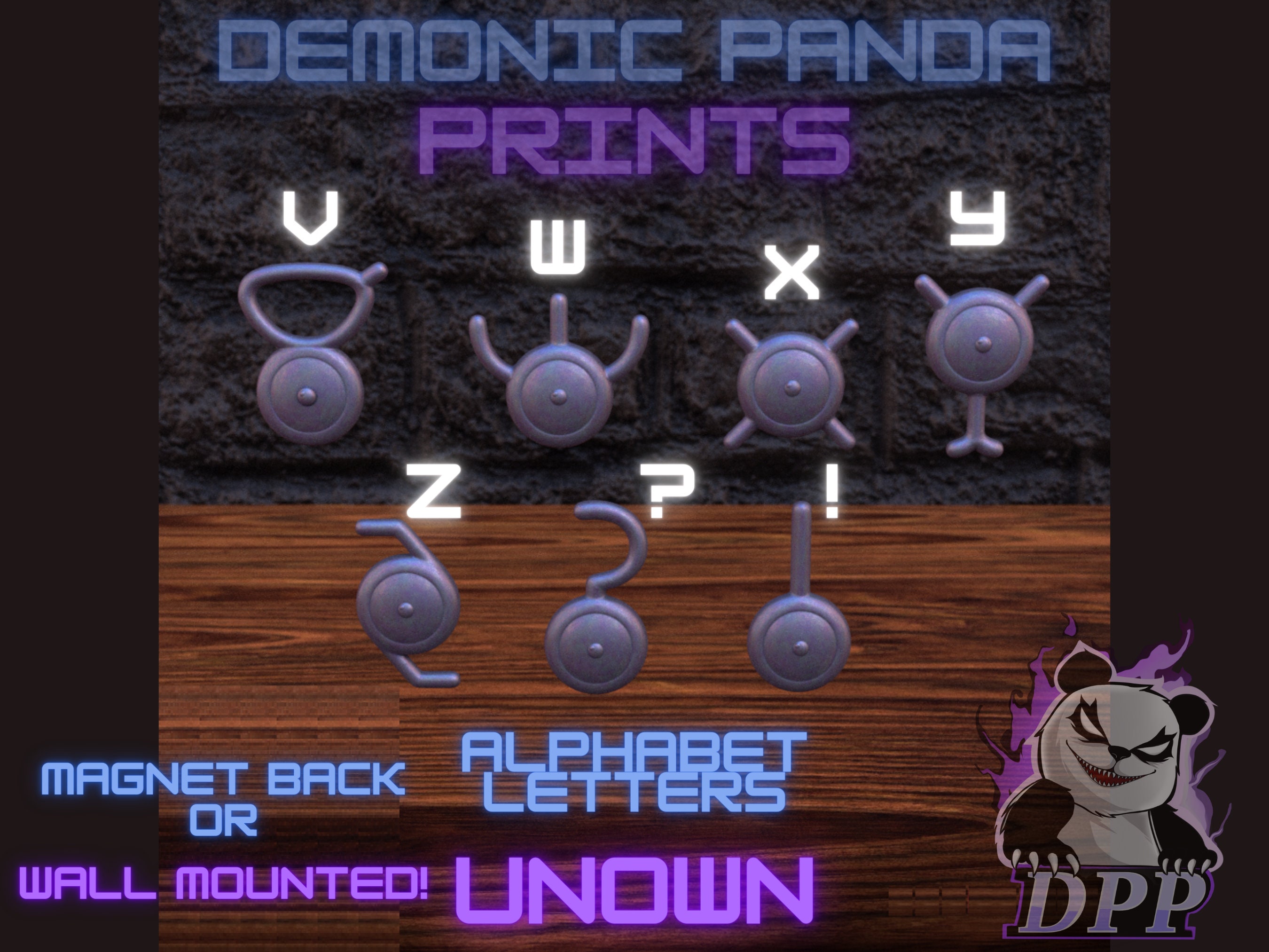 Unown Alphabet LARGE 3D Printed Pokemon Decoration - Etsy