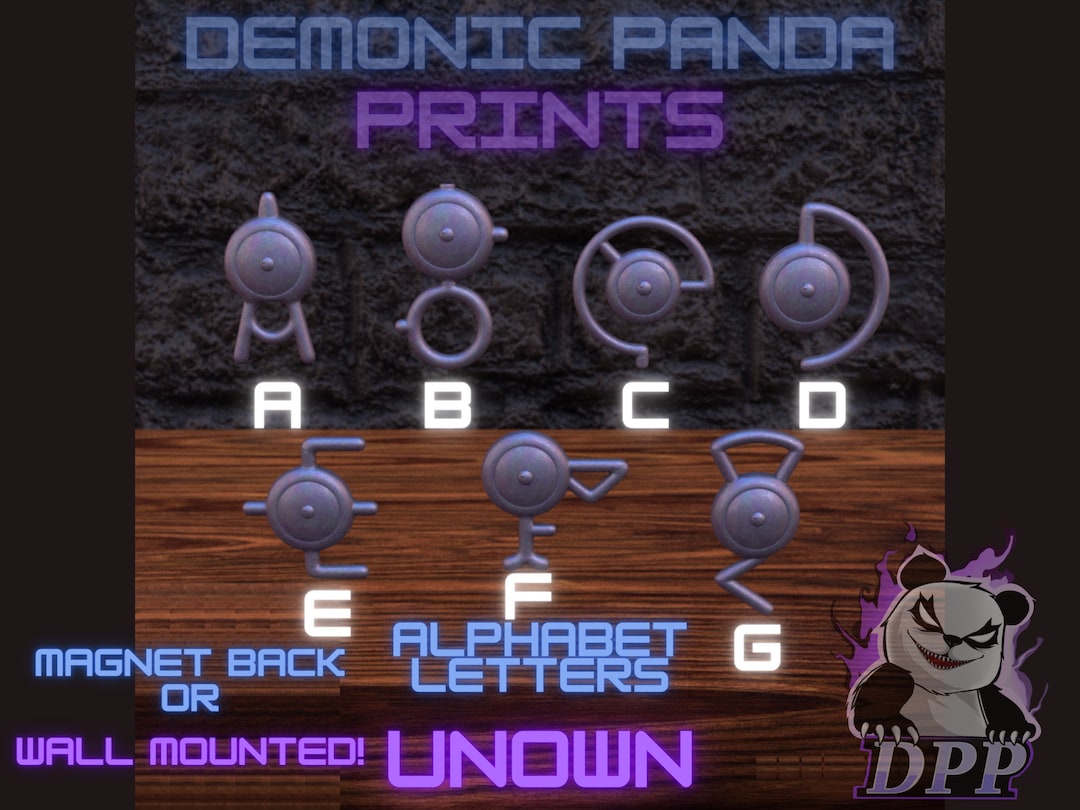 Unown Alphabet - LARGE - 3D Printed - Pokemon - Decoration - Custom ...