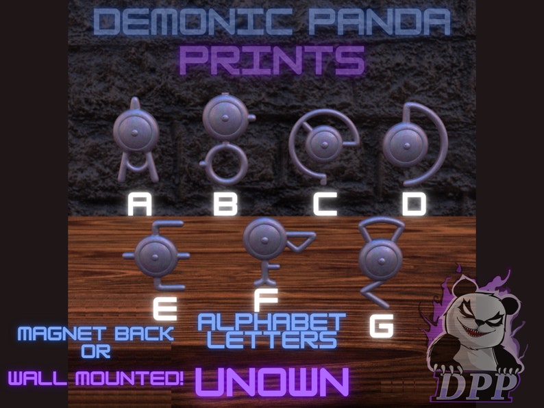Unown Alphabet - MEDIUM - 3D Printed - Pokemon - Decoration - Custom ...