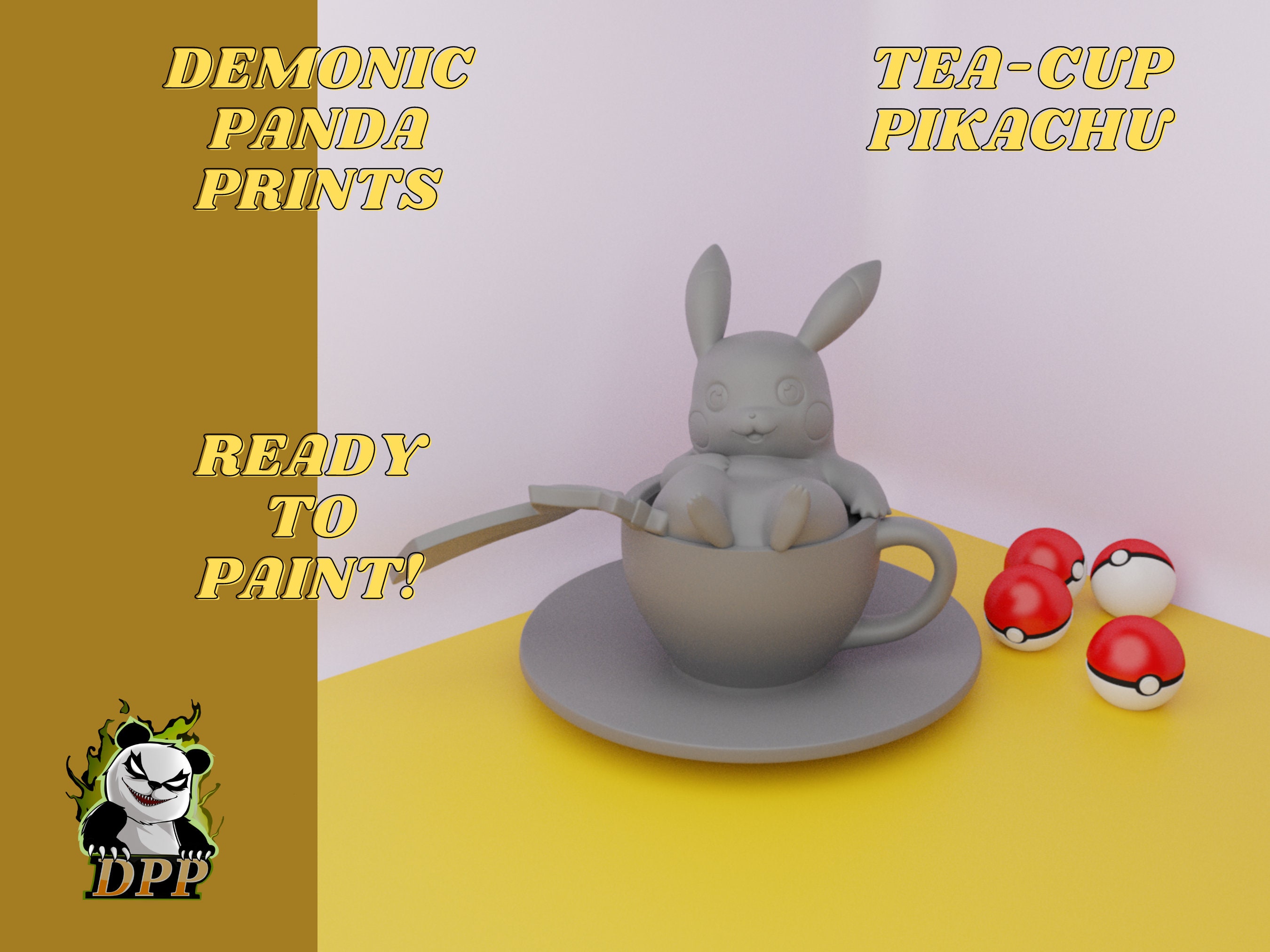 Teacup Pikachu Pokemon Figure Unpainted Gift for Gamers Ready to Paint ...