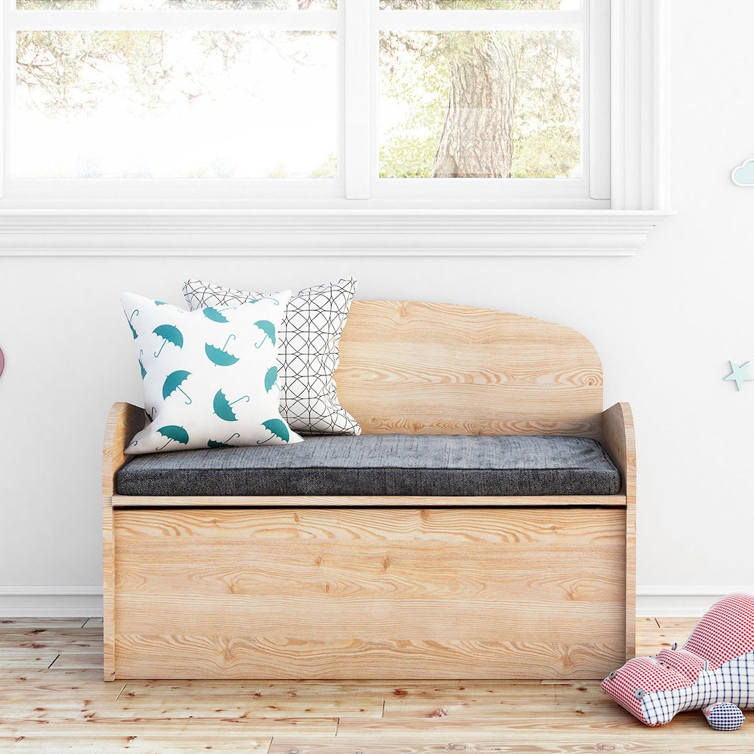 Houten kist Deco met rugleuning, 62x90x38 cm, bank, 78 l, bedlade ...