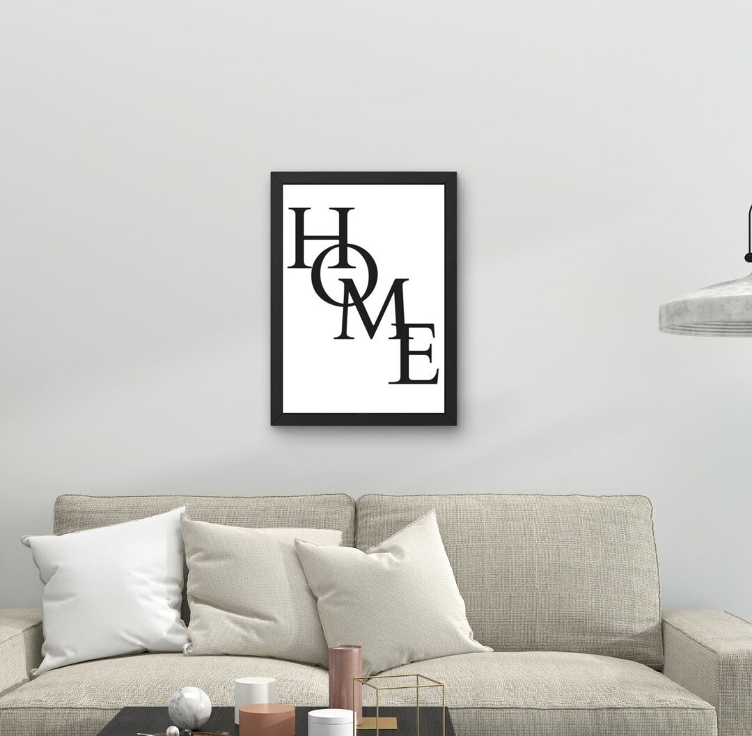 HOME Poster DIGITAL DOWNLOAD, A4 Only, Home in Diagonal Design, Black ...