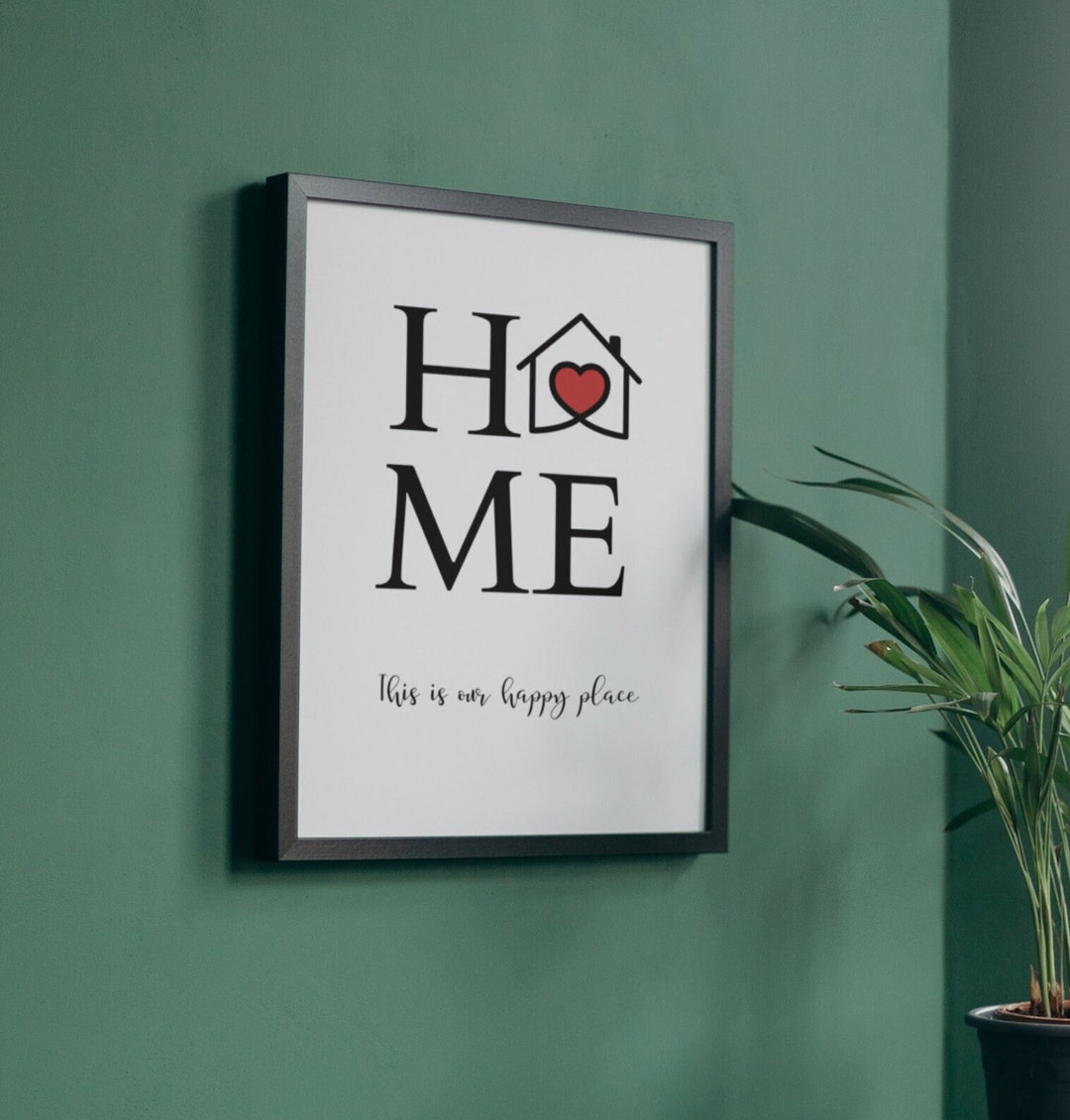HOME Poster DIGITAL DOWNLOAD, A4 Only, Home With a Red Heart in a House ...