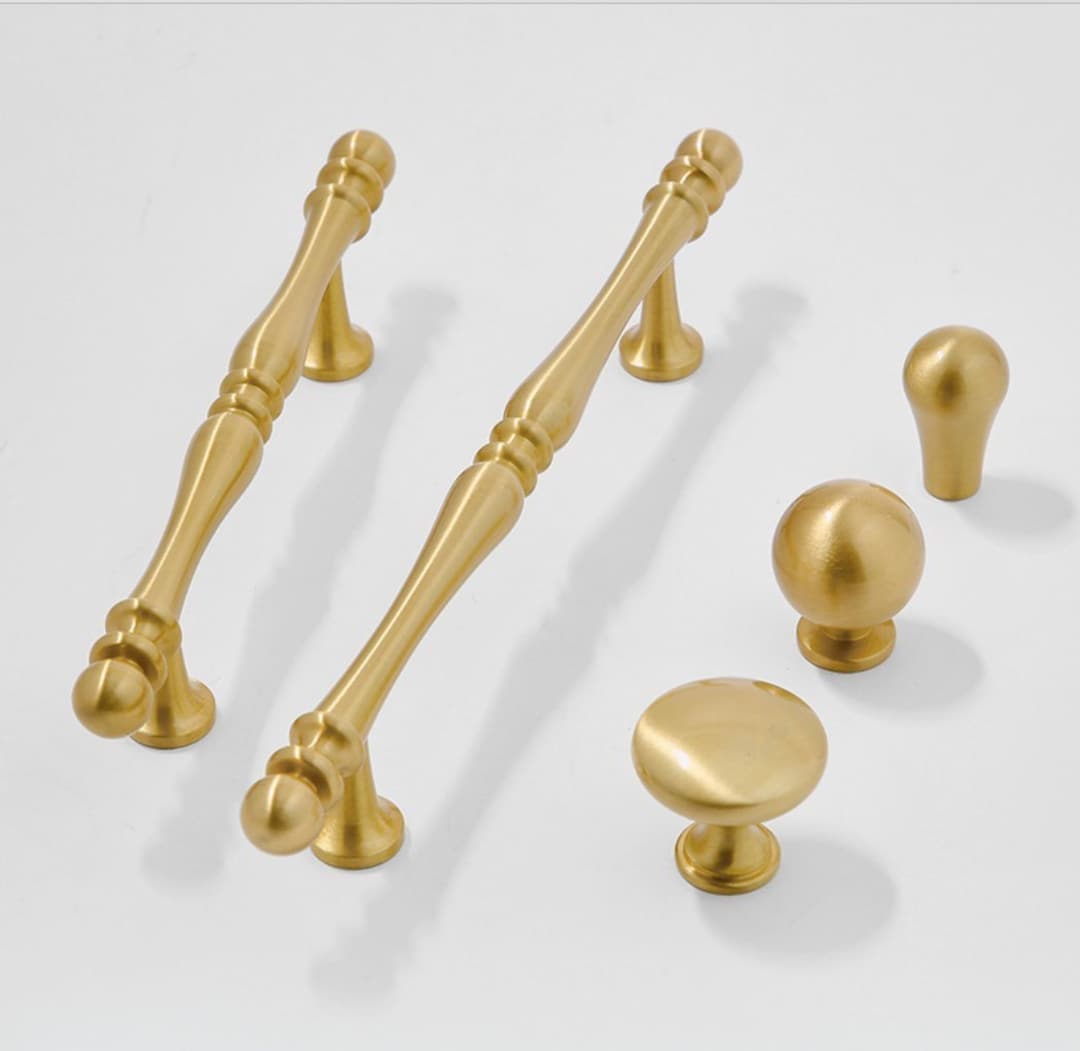 Solid Brass Minimalism Cabinet Knobs, Vintage Gold Drawer Knobs Pulls, Wardrobe Dresser Cupboard ...