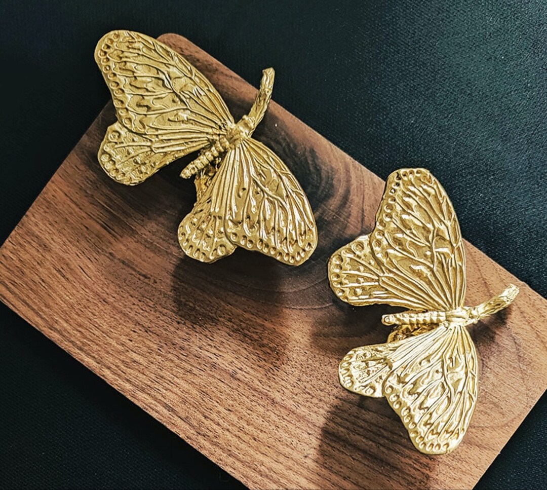 Brass Butterfly Cabinet Knobs, Brass Drawer Pulls Handle, Dresser ...