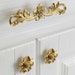Solid Brass Flower Leaf Drawer Handles Knobs, Gold Cabinet Knobs Pulls, Dresser Cupboard ...