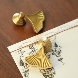 Solid Brass Leaf Cabinet Knobs Gold Furniture Drawer Knobs - Etsy