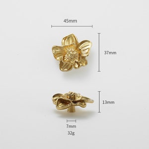 Solid Brass Flower Leaf Drawer Handles Knobs, Gold Cabinet Knobs Pulls, Dresser Cupboard ...