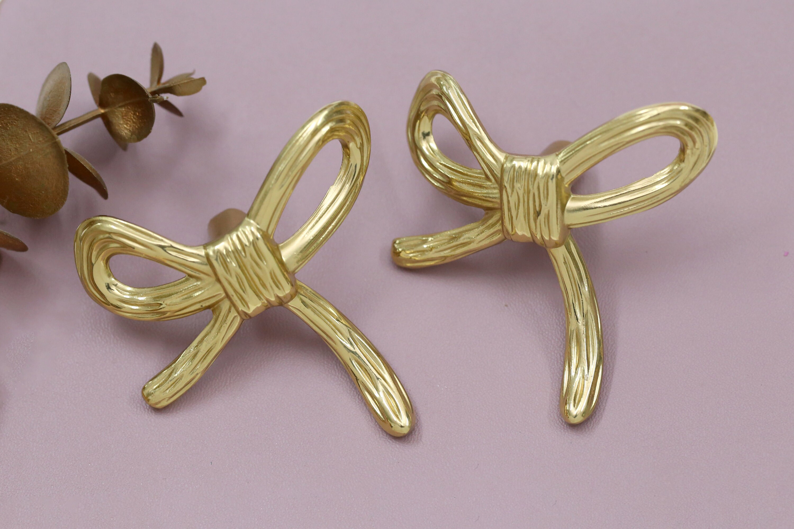 Brass Hammer Bow Cabinet Knobs Vintage Gold Knob Pulls Bow Handles Dresser Handle Cabinet Handle ...