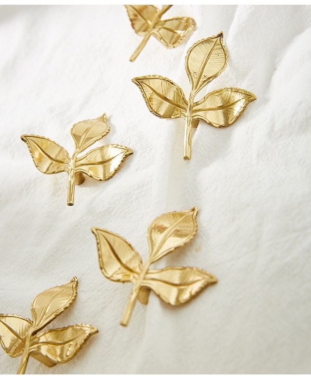 Solid Brass Olive Leaf Cabinet Knobs, Gold Drawer Knobs, Leaf Brass ...