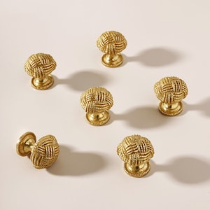 Solid Brass Knit Cabinet Knobs Pulls, Vintage Gold Drawer Knobs Pulls ...